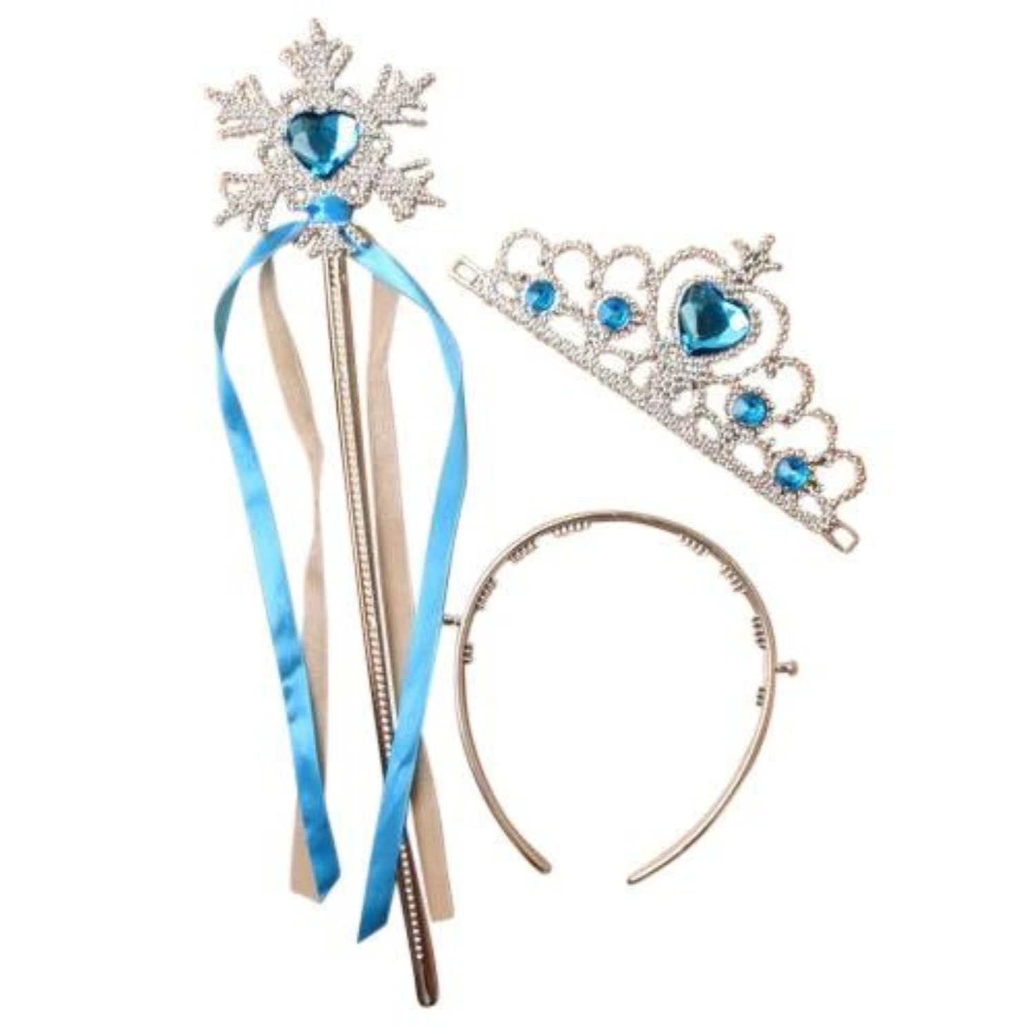 Tiara og tryllestav med blå detaljer