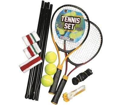 Tennissett med nett og 3 baller