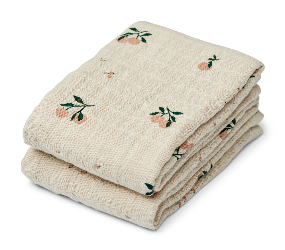 Myke Musselinkluter i Økologisk Bomull 2 stk Peach/Sea Shell