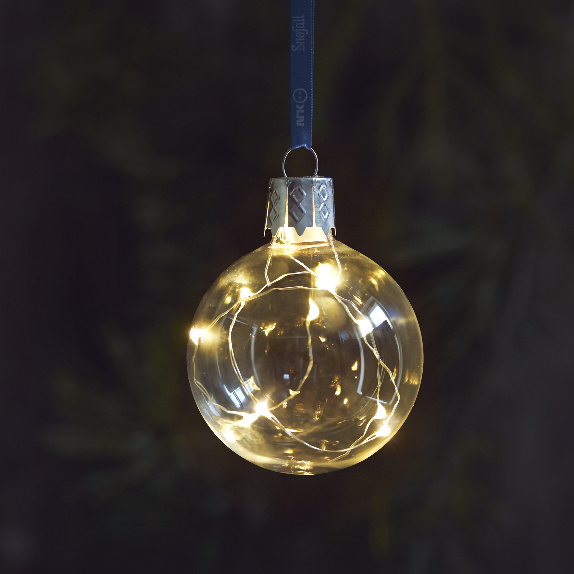 Snøfall julekule med lys