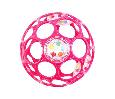 Oball babyball med rangle, rosa